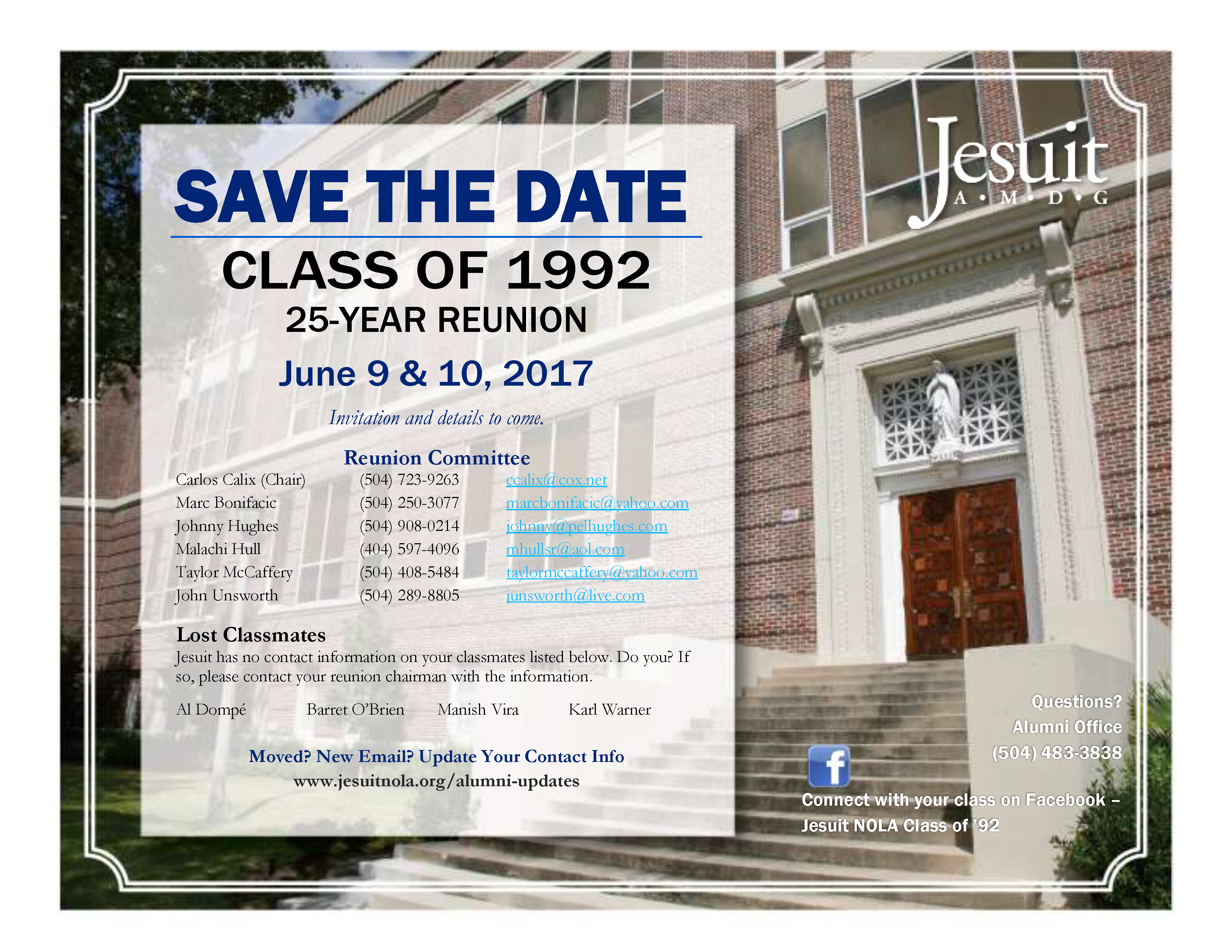 Class of 1992: Save the Date for Your 25-Year Reunion | Jesuit High ...