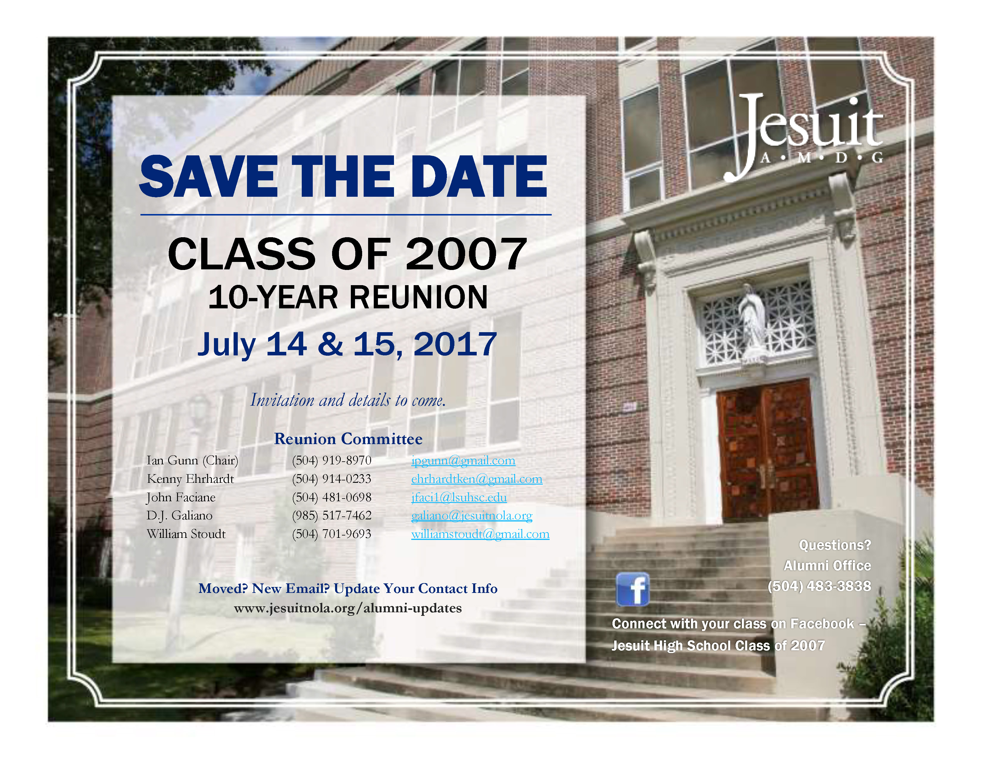 Class of 2007: Save the Date for Your 10-Year Reunion | Jesuit High ...